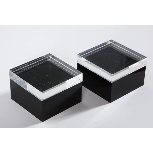 Vintage Black and Clear Lucite Boxes - a Pair | Chairish