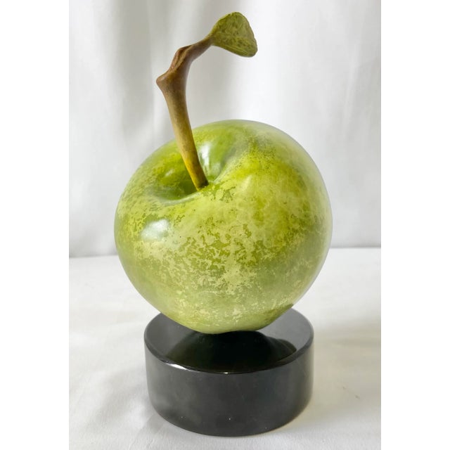 Contemporary Randi Grantham Bronze Granny Apple Sculpture on Marble ...