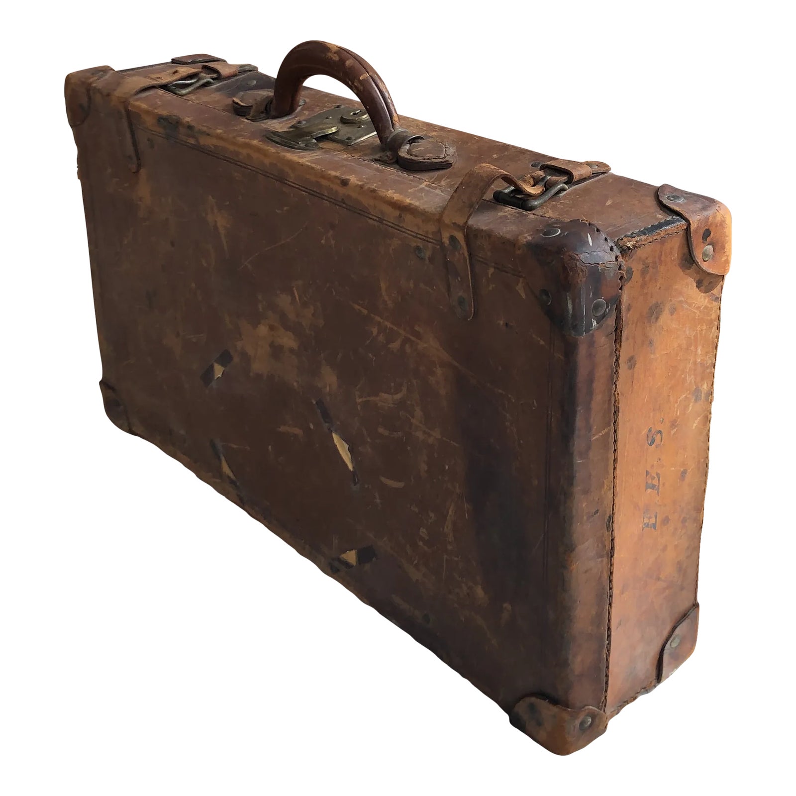 Antique Victorian Leather Suitcase/Travel Luggage Distressed 1880s ...