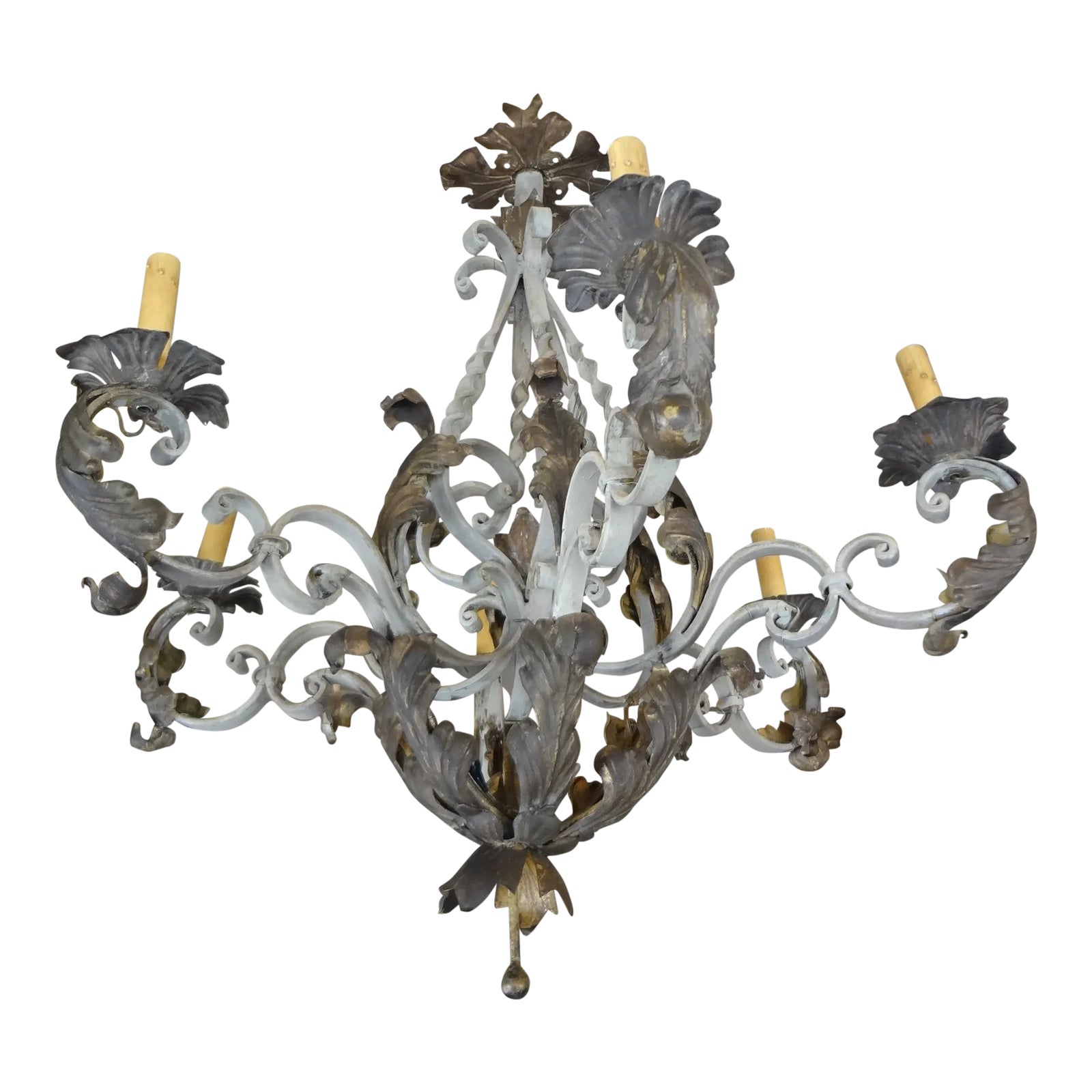 Vintage Italian Wrought Iron Chandelier | Chairish