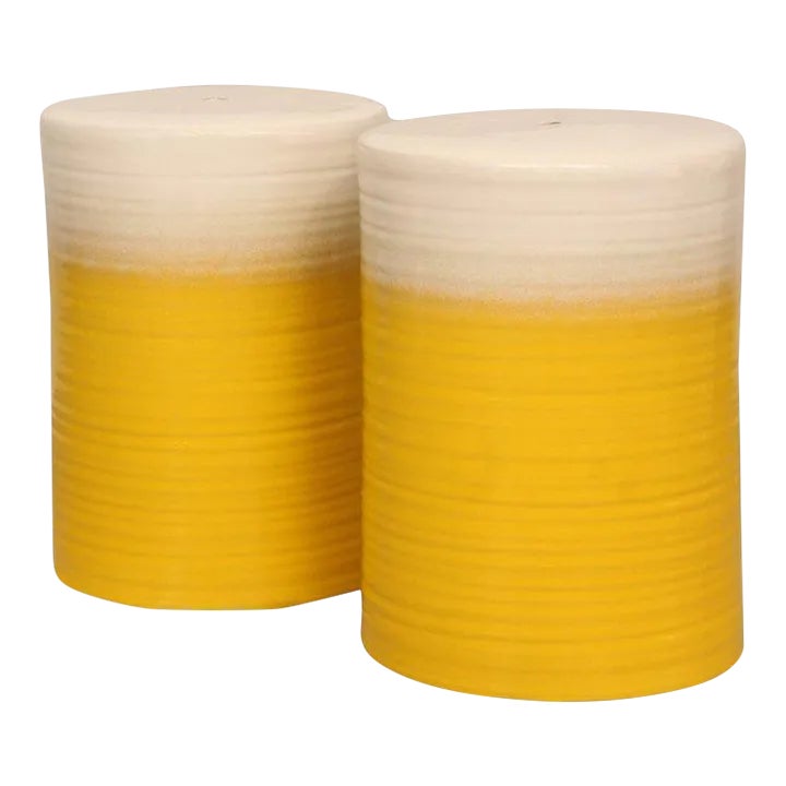 Surya Waverly Yellow Outdoor Stools - Set of 2 | Chairish
