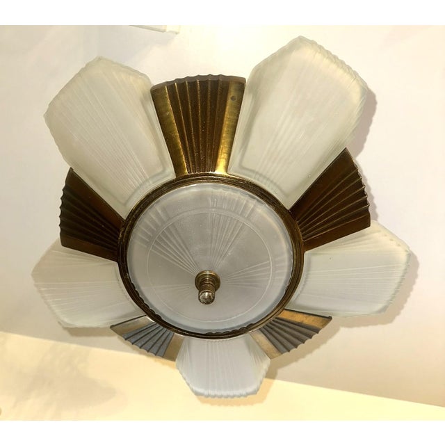 Early 20th Century Art Deco Slipper Shade Chandelier with Frosted Glass ...