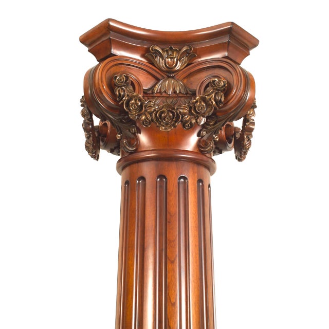 English Georgian Mahogany Carved Column | Chairish