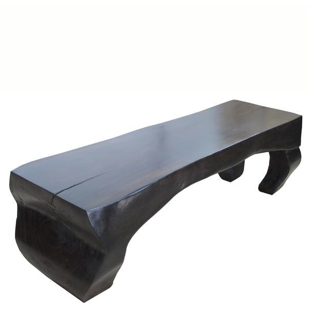 Hand Carved Modern Sculptural Bench in Ebony | Chairish