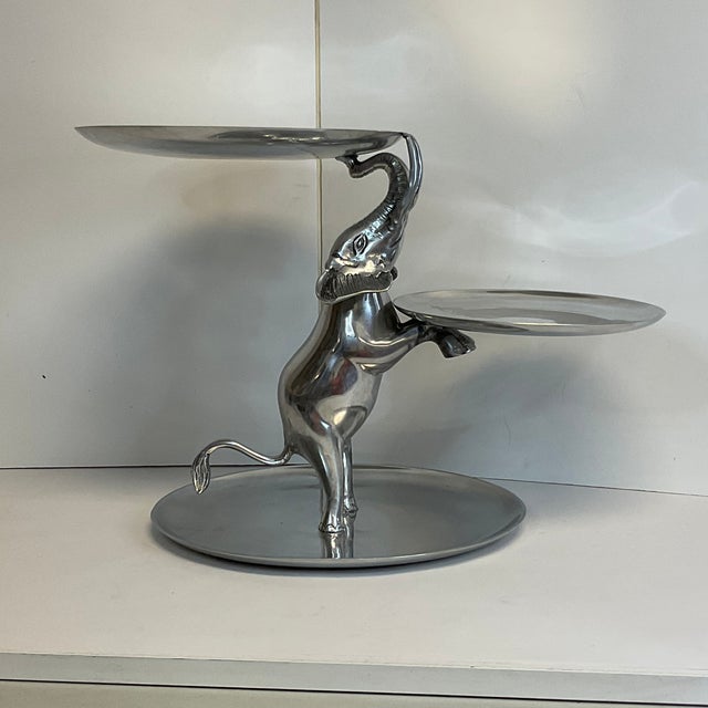 Vintage Hollywood Regency Elephant Tri-Level Serving Platter Sculpture ...