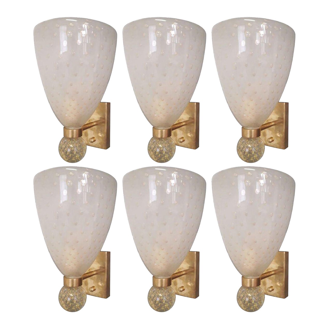 Set of Six Bollicine Murano Glass Coppa Sconces. Italy,1970's. | Chairish