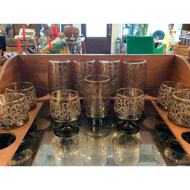 Vintage Libbey Prado Glasses Tawny Brown Rocks & Tumbler Glasses Set ...
