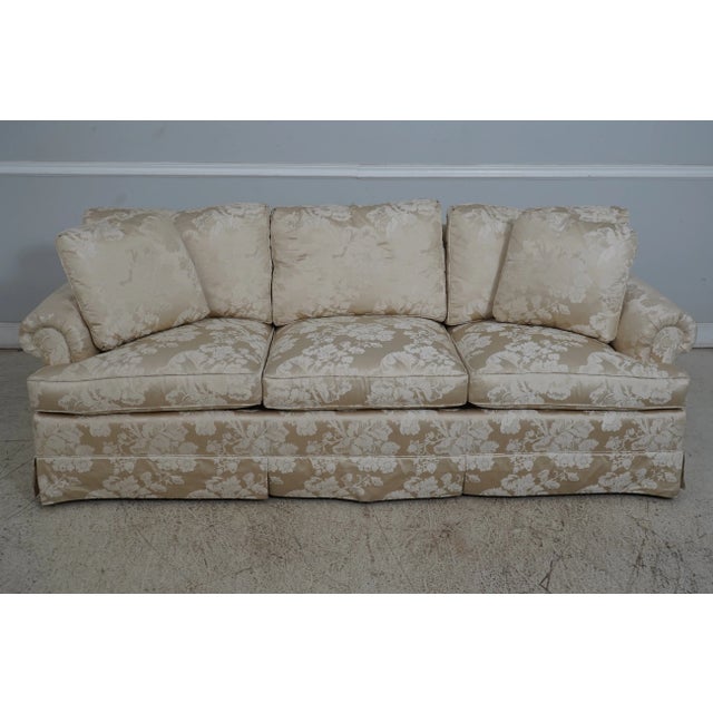 Baker Damask Upholstered Sofa | Chairish