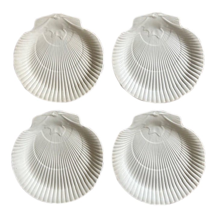 Mid Century Wedgwood Shell Plates, Signed | Chairish