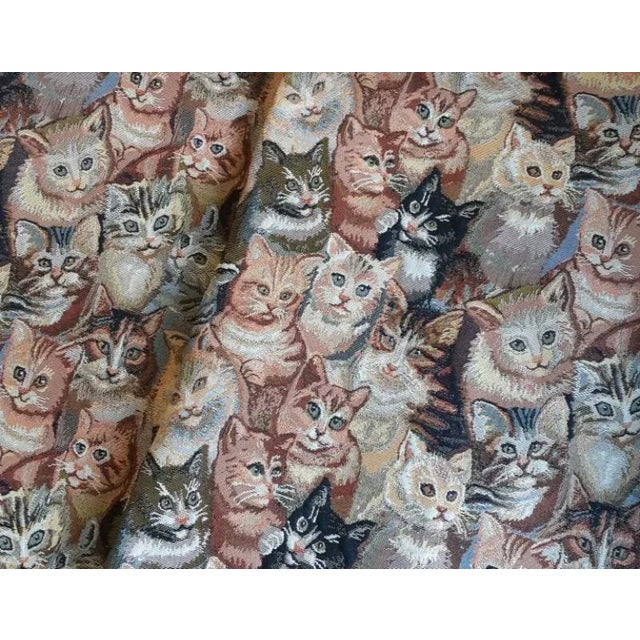 Cats All Over Upholstery Tapestry Toile Fabric | Chairish