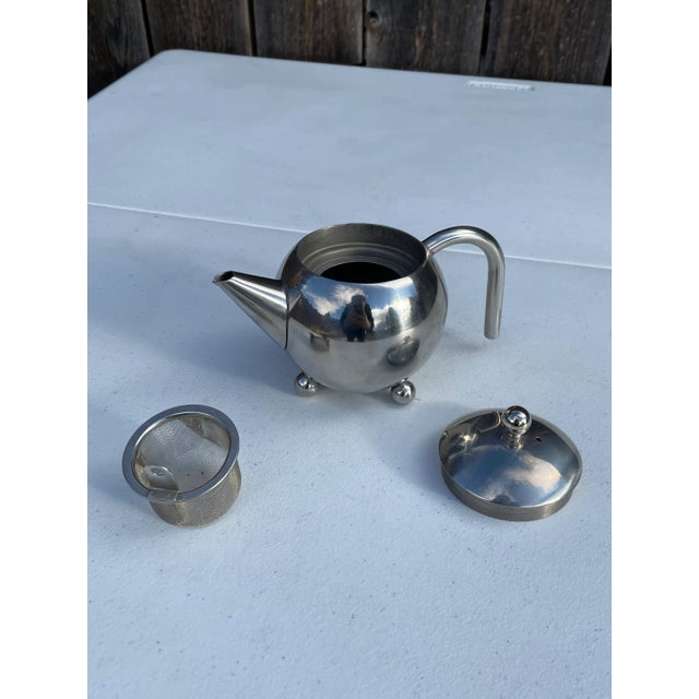 1960s Art Deco Style Chrome Round Tea Pot | Chairish