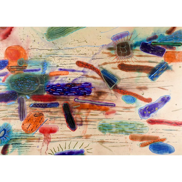 Abstract Expressionist Shapes Mixed Media Painting | Chairish