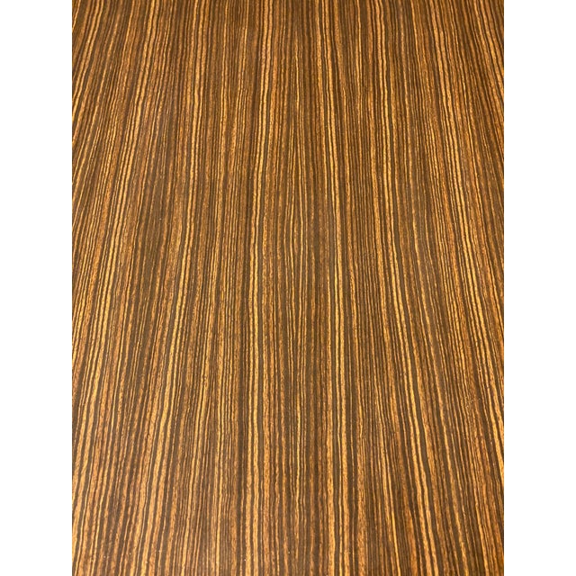 Zebrawood Laminate Top Round Dining Table | Chairish