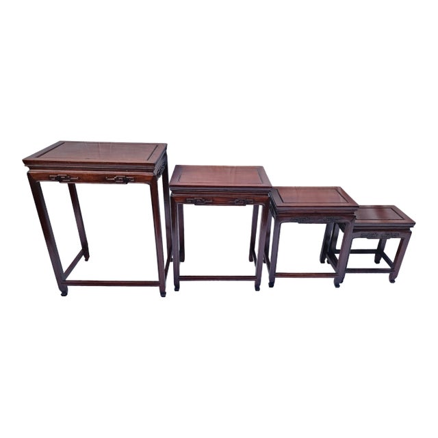 Vintage Rosewood Asian Chinese Nesting Tables - Set of 4 | Chairish