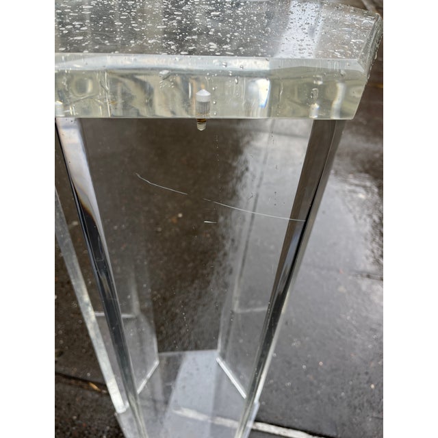 Vintage Clear Lucite Pedestal Stand Hexagon Shaped | Chairish