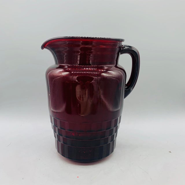 1940s Anchor Hocking Royal Windsor Ruby Pitcher - 7 Piece Set | Chairish