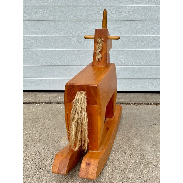 Vintage Scandinavian Wooden Unicorn Rocking Horse | Chairish