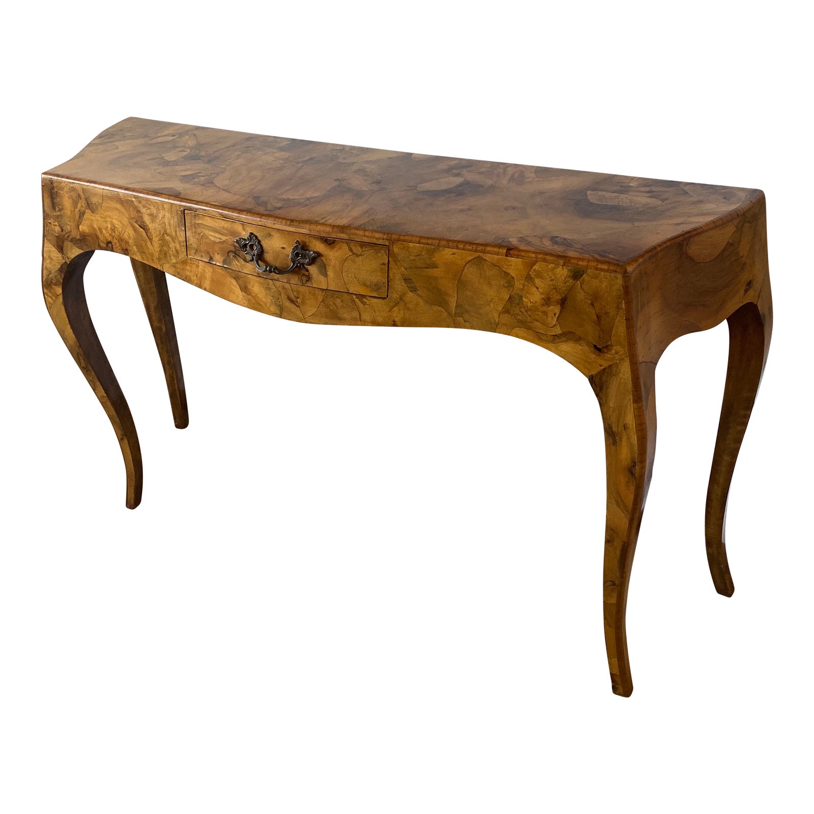 Mid 20th Century Vintage Regency Italian Burl Olive Wood Console Table ...