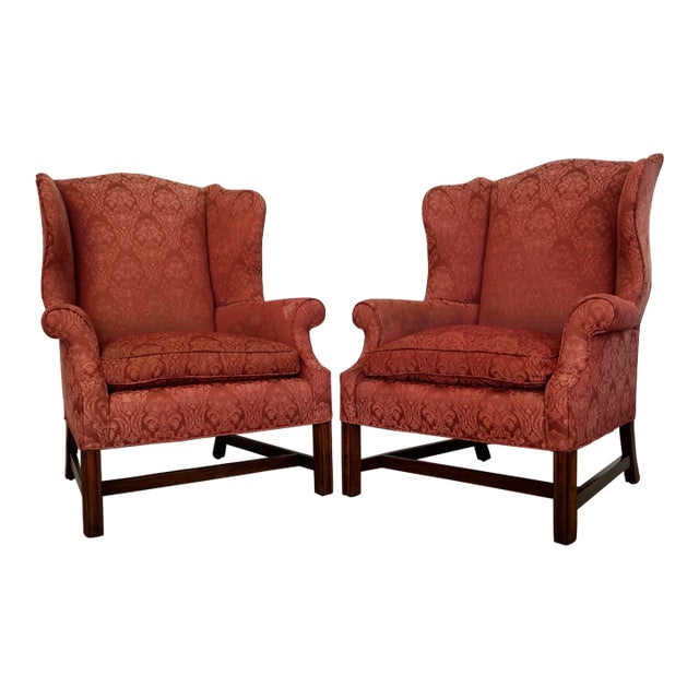 1960’s Federal Style High-Back Wingback Chairs - a Pair | Chairish