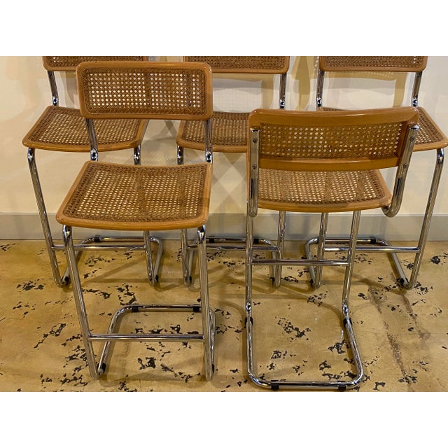 Mid-Century Set of 5 Cane Bar Stools From the 1970s | Chairish