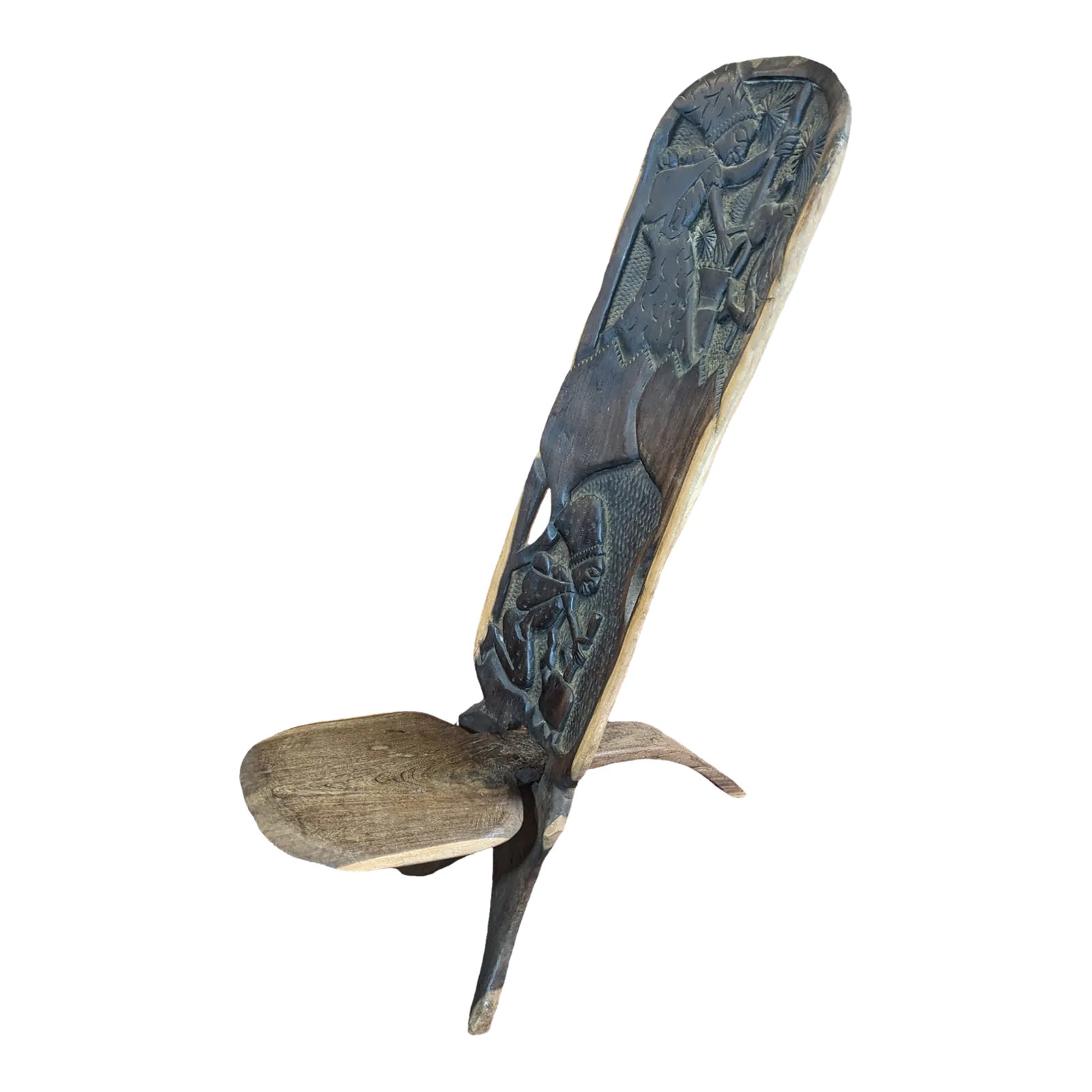 1950s Vintage African Palaver Chair, Handmade Tribal Hardwood Chair ...