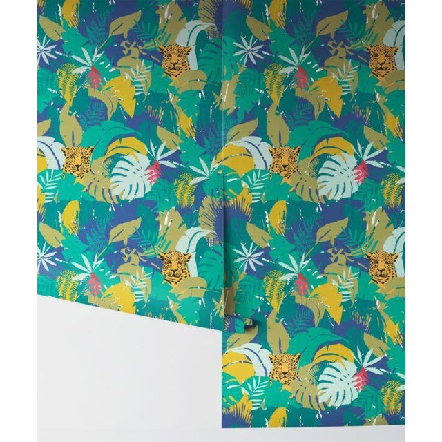 Jungle Wallpaper in Green - Sample | Chairish