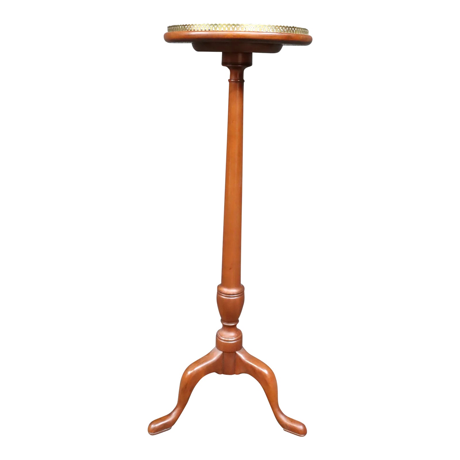 Henkel-Harris Mahogany Fern Stand With Reticulated Brass Gallery | Chairish