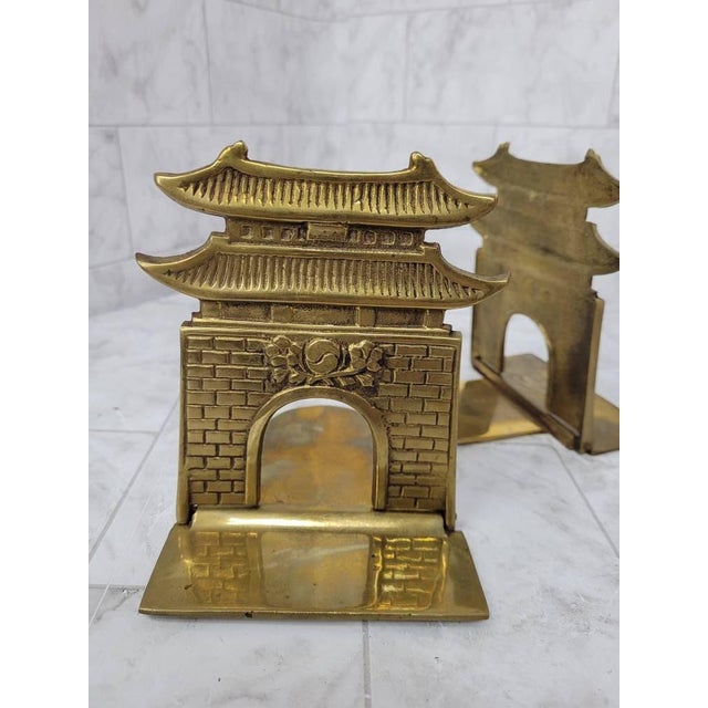 Vintage Asian Brass Pagoda Gate Bookends - a Pair | Chairish
