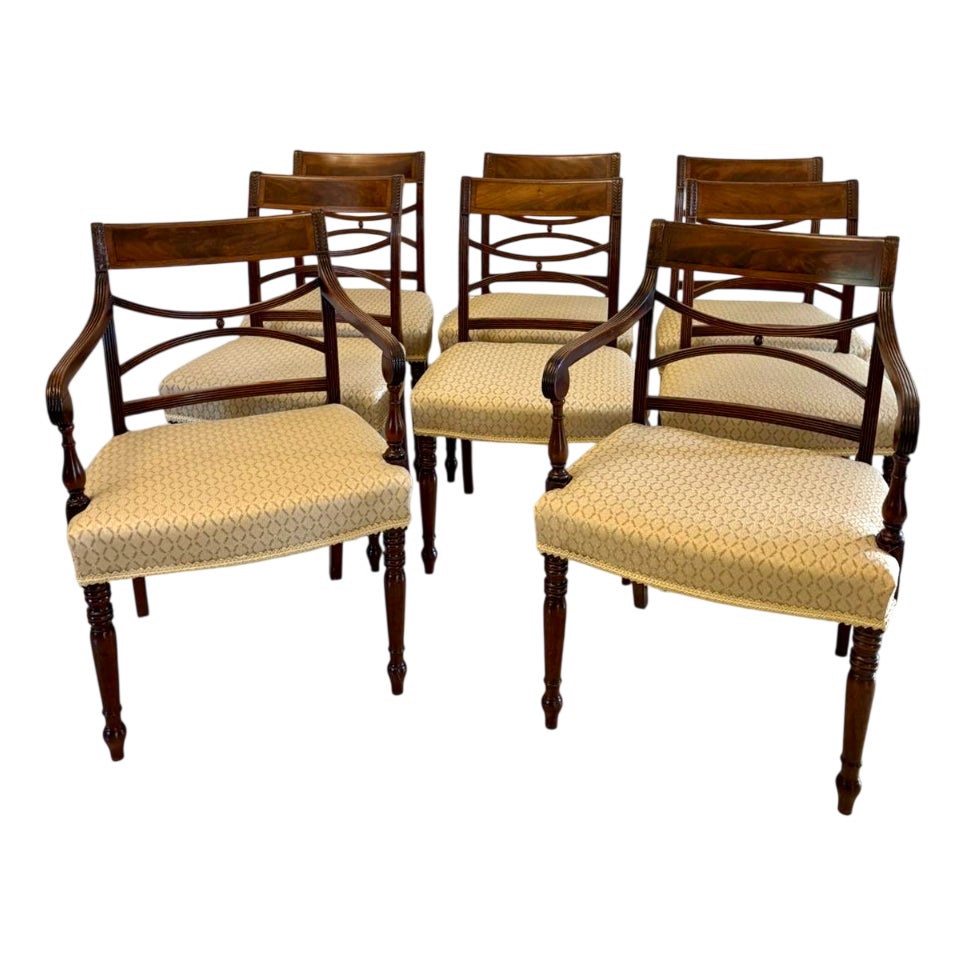 Antique George III Sheraton Dining Chairs, 1780, Set of 8 | Chairish