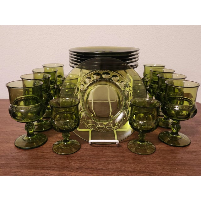 Vintage Color Crown in Green by Colony/Indiana Glass Company- 21 Pieces ...