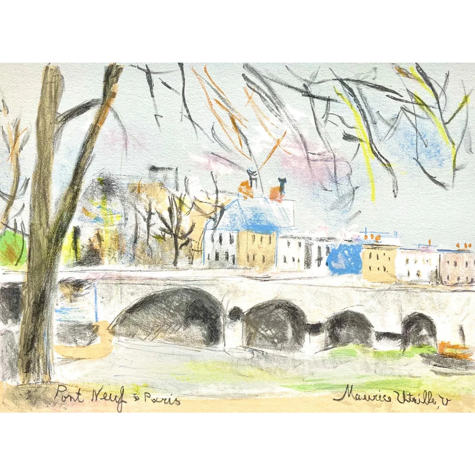 Maurice Utrillo Pont-Neuf, Paris Capitale, Maurice Utrillo 1955 | Chairish