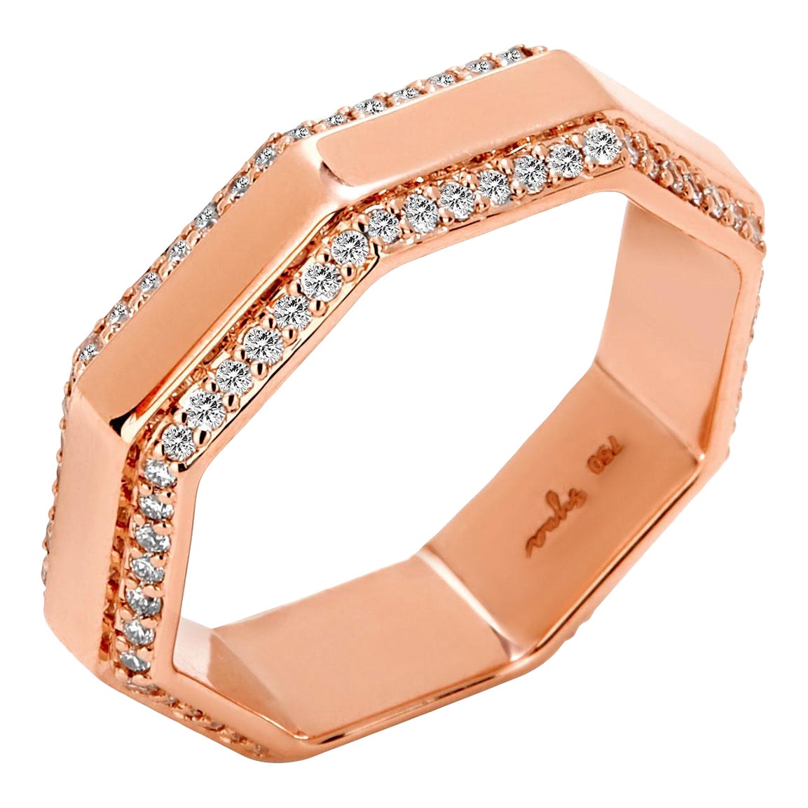 Syna Rose Gold Octagon Band with Diamonds | Chairish