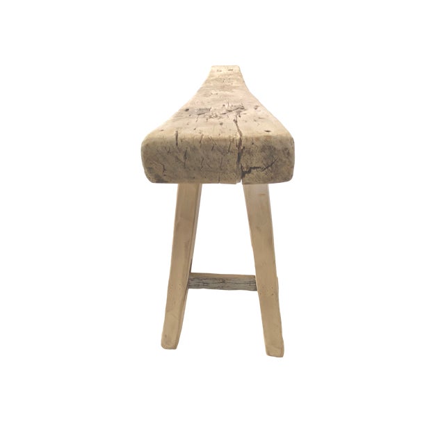 Antique Rustic Elm Long Bench | Chairish