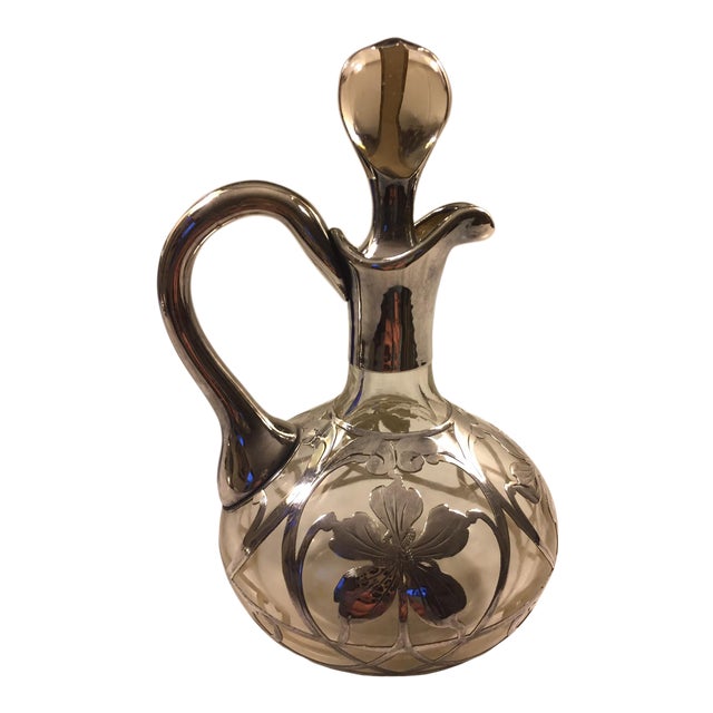 Antique Crystal Cruet With Silver Overlay | Chairish