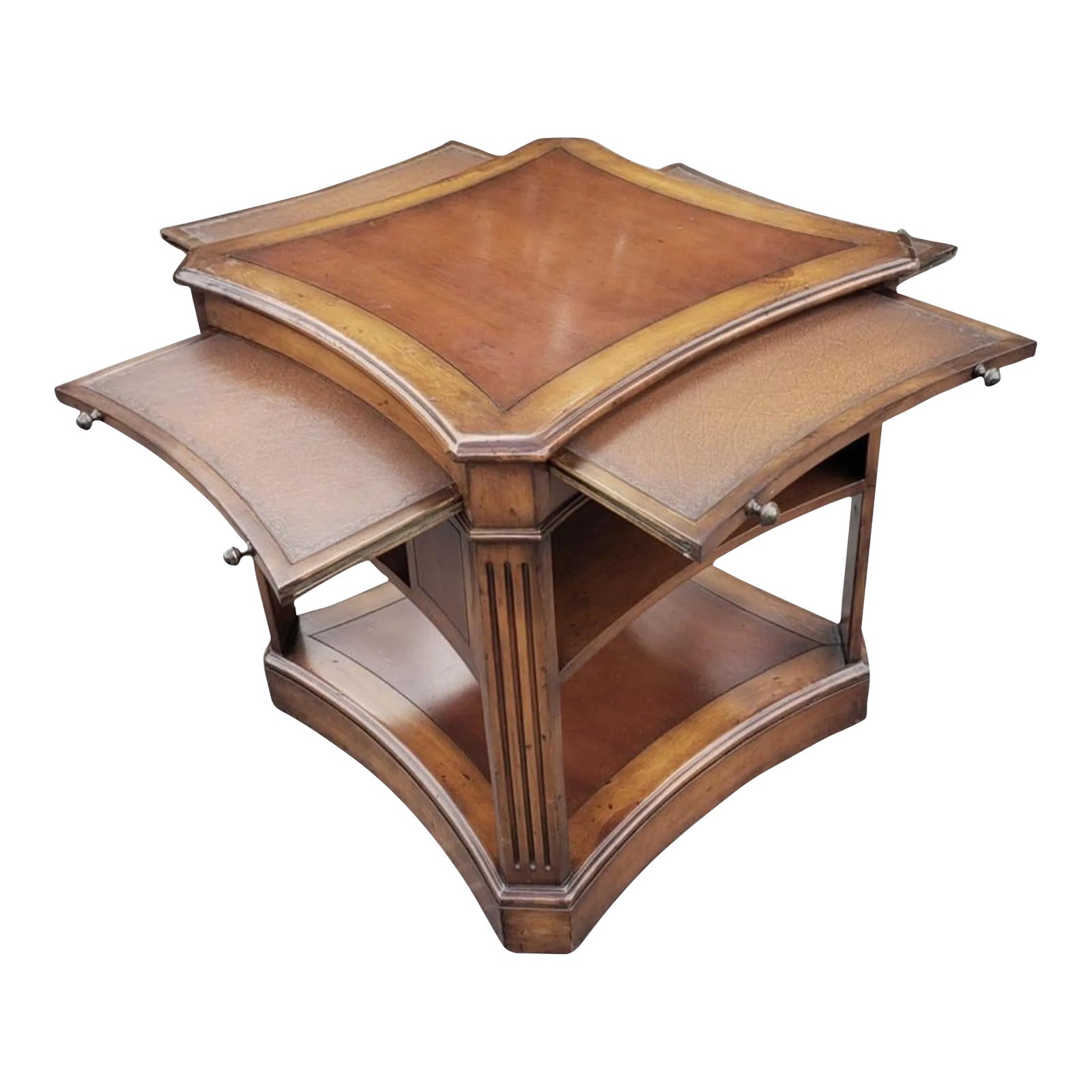 Theodore Alexander Attributed Crossbanded Mahogany Side Table W/ Tooled ...