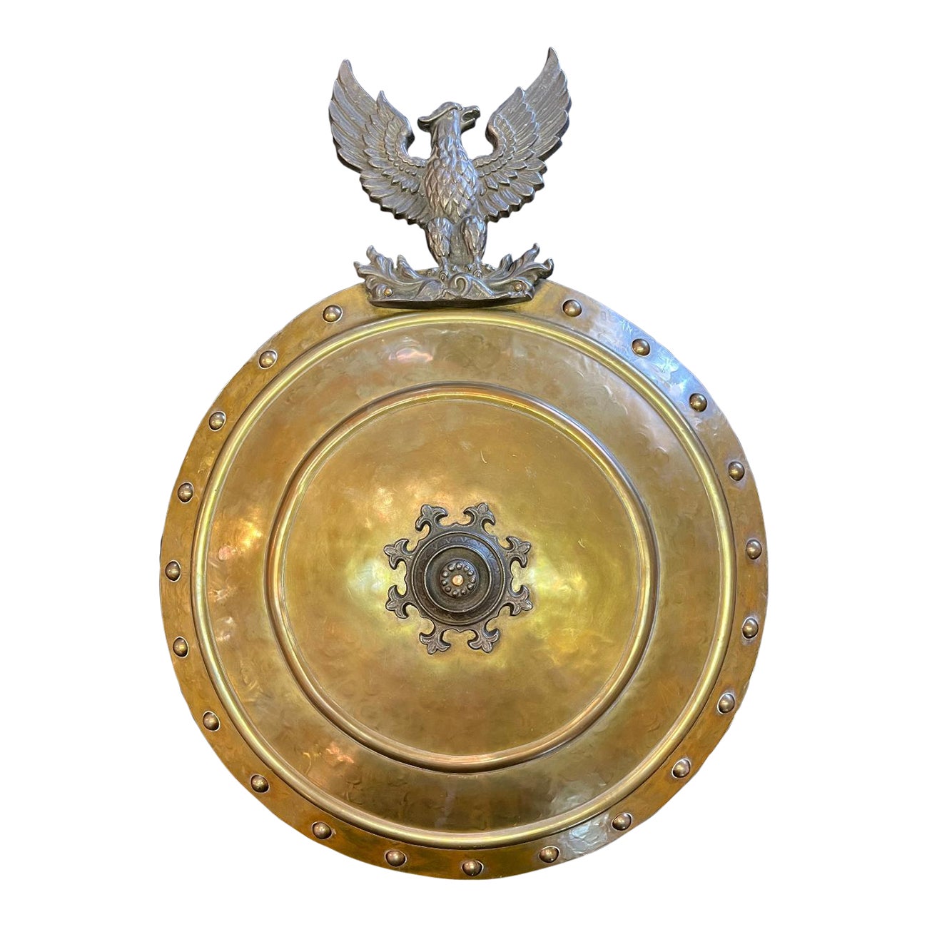 Brass and Bronze Sheild With Eagle | Chairish