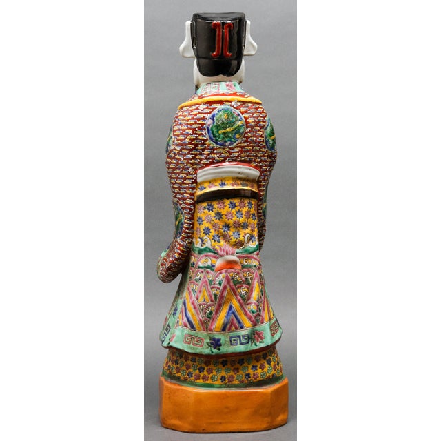 Chinese Tall Polychrome Ceramic Glazed Immortal Lu Figure | Chairish