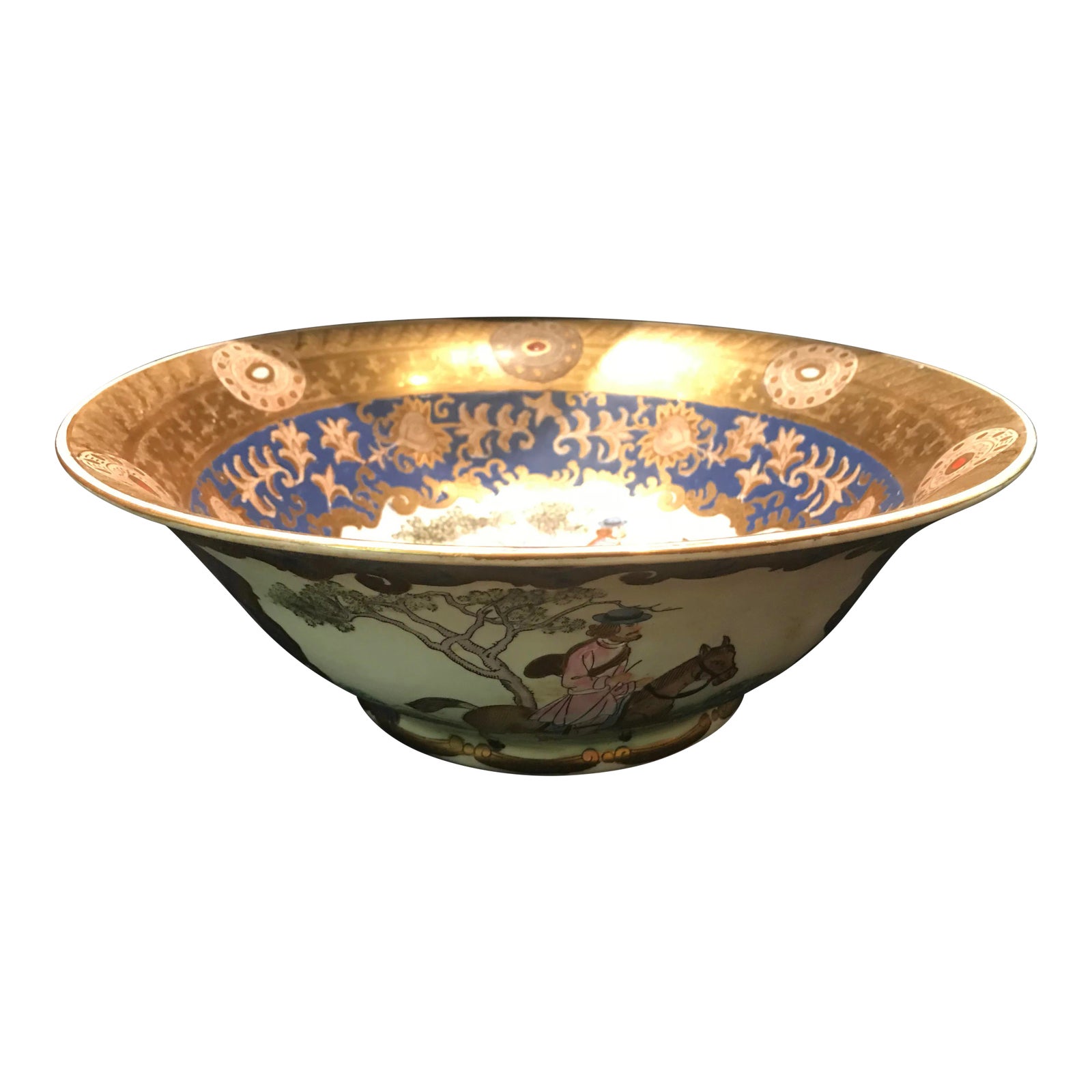 19th Century Edme Samson & Cie Porcelain Hunting Scene Bowl | Chairish