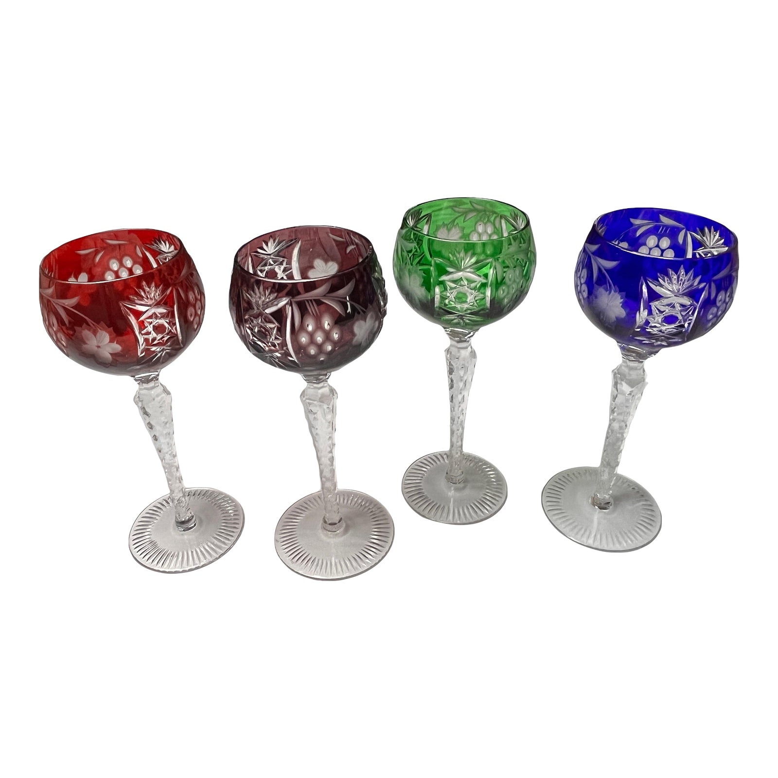 Mid 20th Century Ajka Crystal Marsala Multicolored Cut to Clear Hock ...