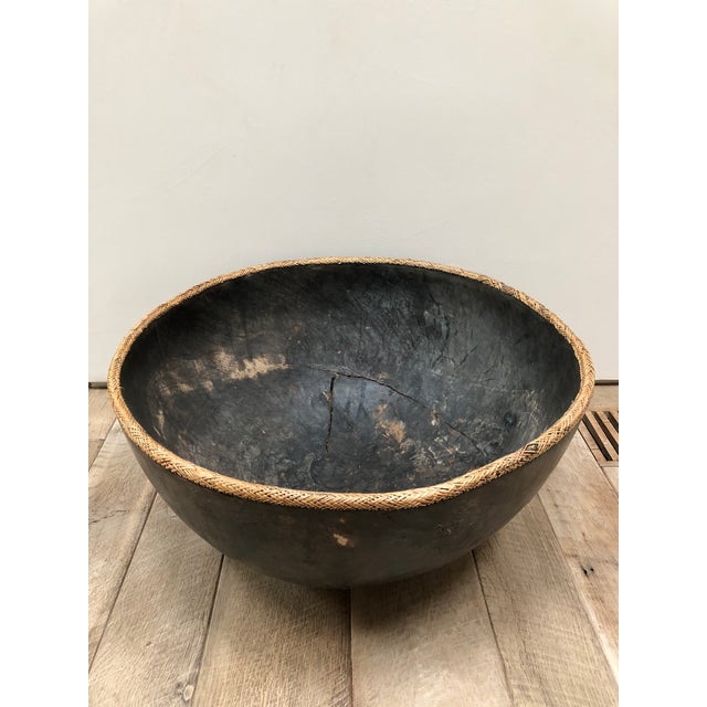 Mid 20th Century Oversized Vintage Wood Bowl Vessel | Chairish