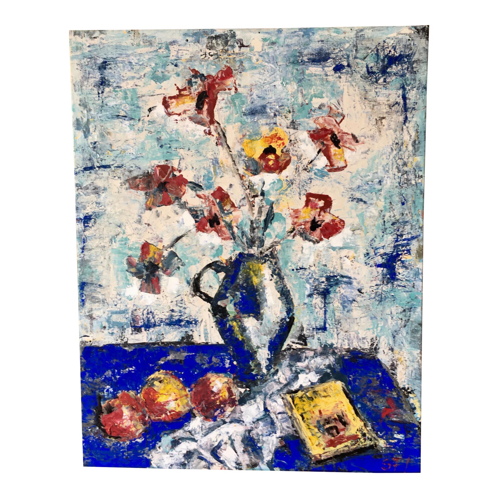 Vintage Mid-Century Still Life Painting | Chairish