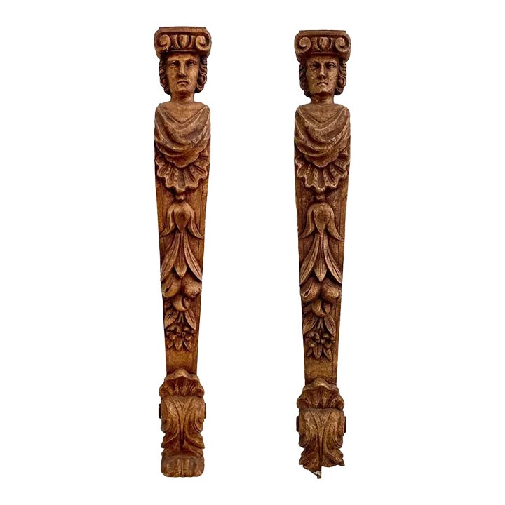 Vintage Roman Figural Wall Sculpture or Bracket, a Pair | Chairish