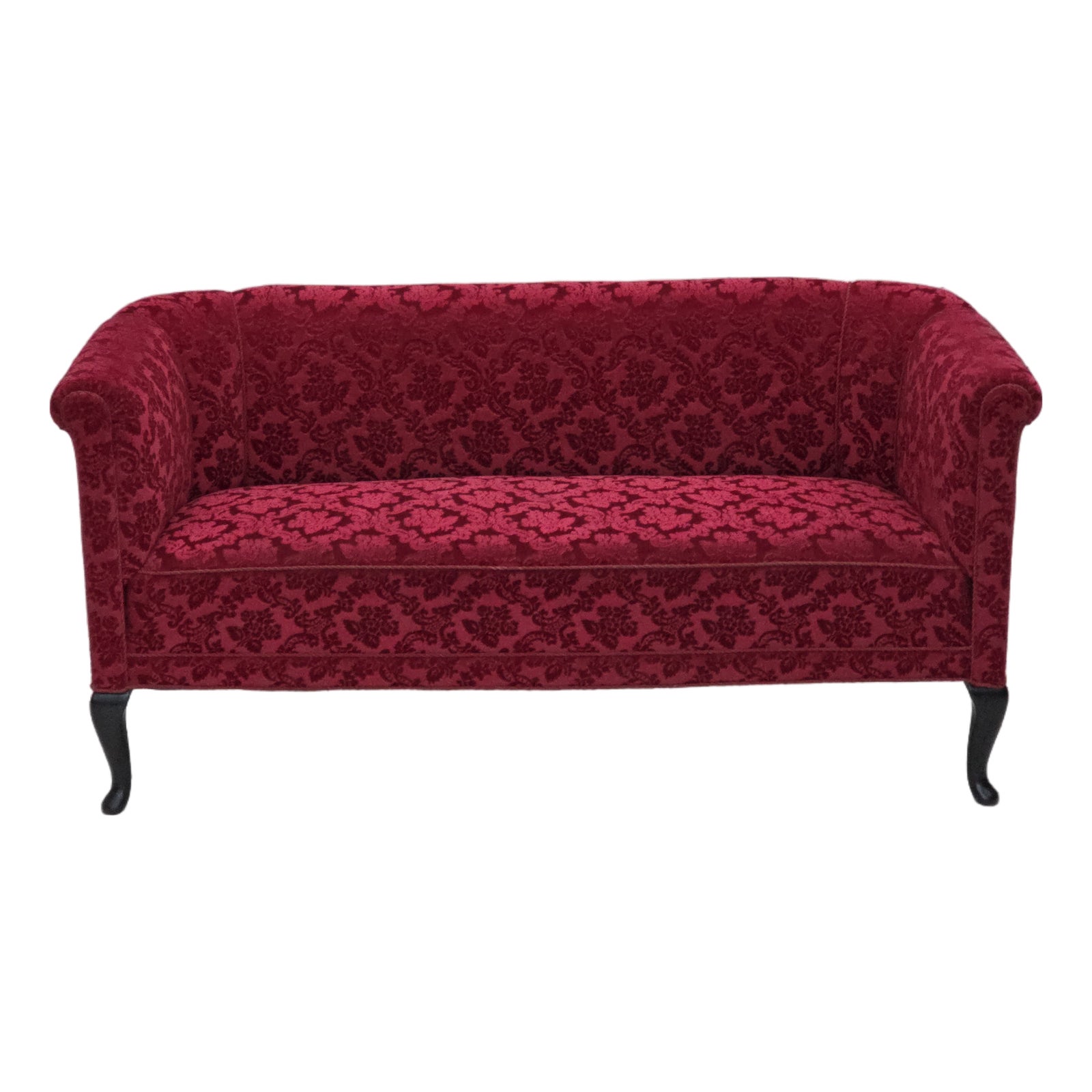 Danish 2-Seater Sofa in Cherry-Red Velour, 1950s | Chairish