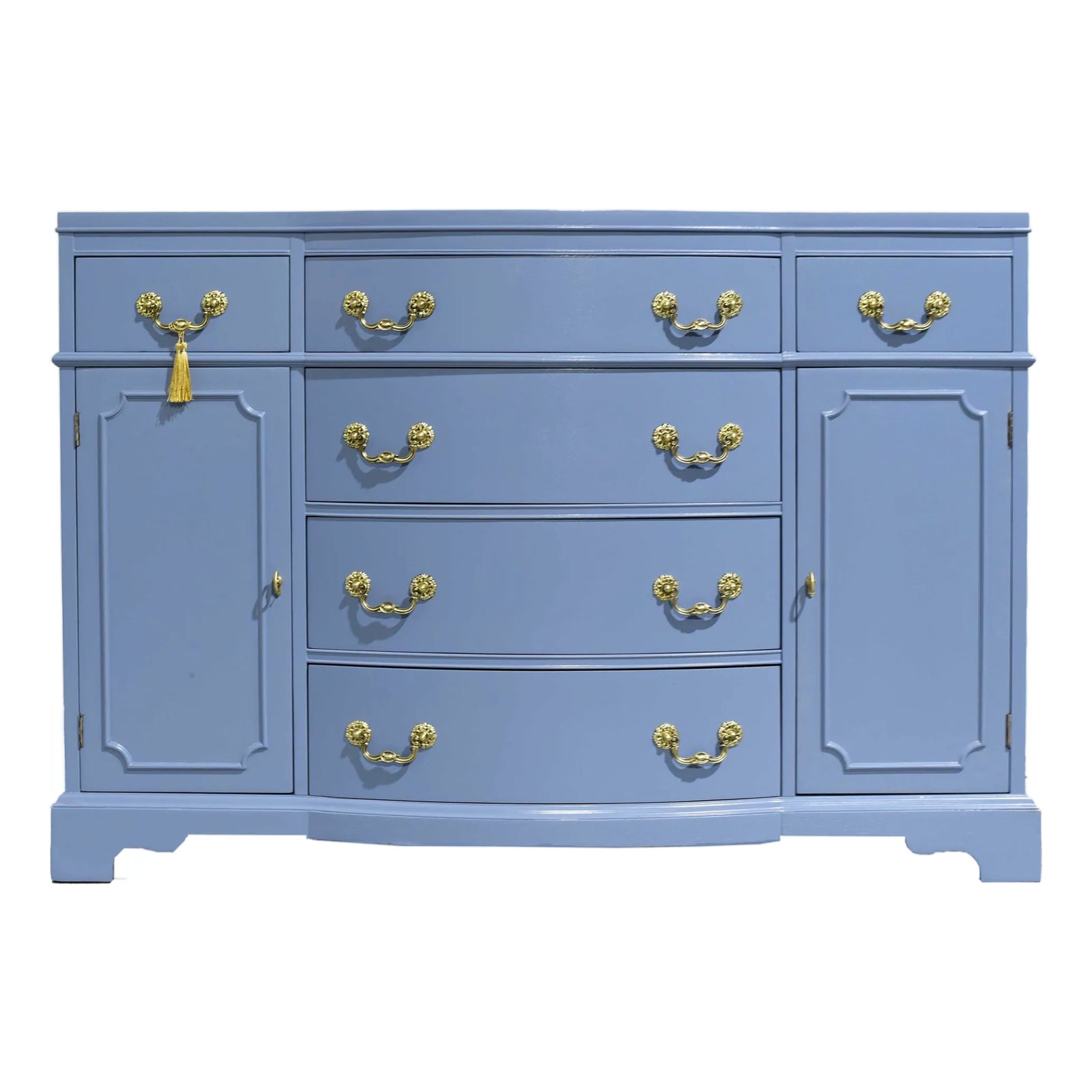 Mid Century Colonial Revival Style Curve Front Buffet in Blue - Newly ...