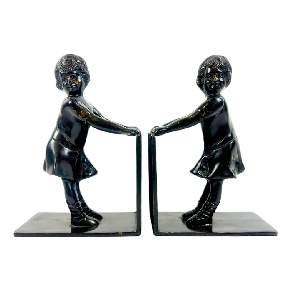 Art Deco Style Bronze Andrea Bookends from Sadek Import Co., 1960s, Set ...