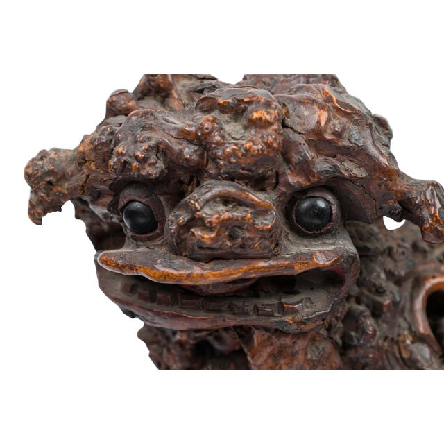 Chinese Root Foo Dog Figures - A Pair | Chairish