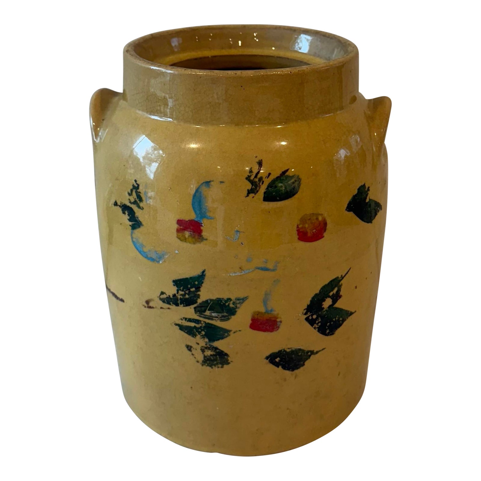 Vintage Yellow Stoneware Crock | Chairish