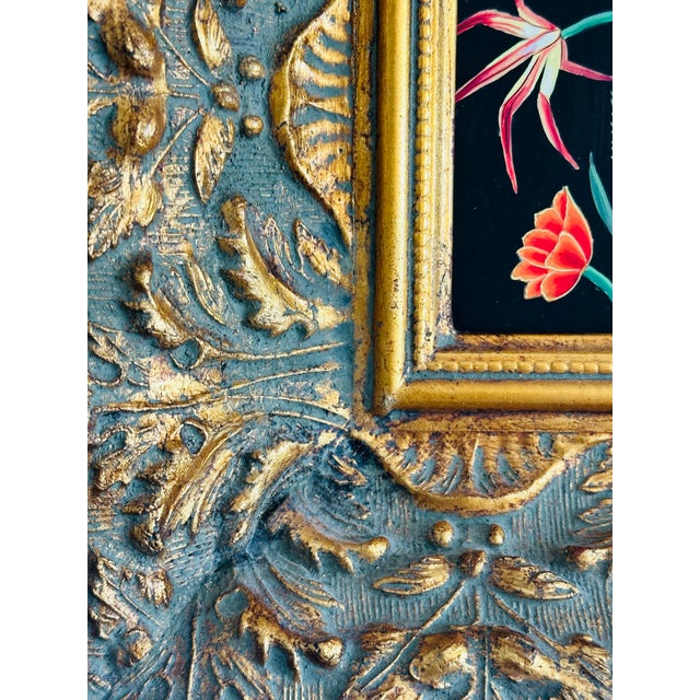 Contemporary Original Hand-Painted Floral Painting in a Vintage Gilt ...