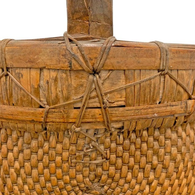 Mid-20th Century Chinese Woven Reed Basket | Chairish