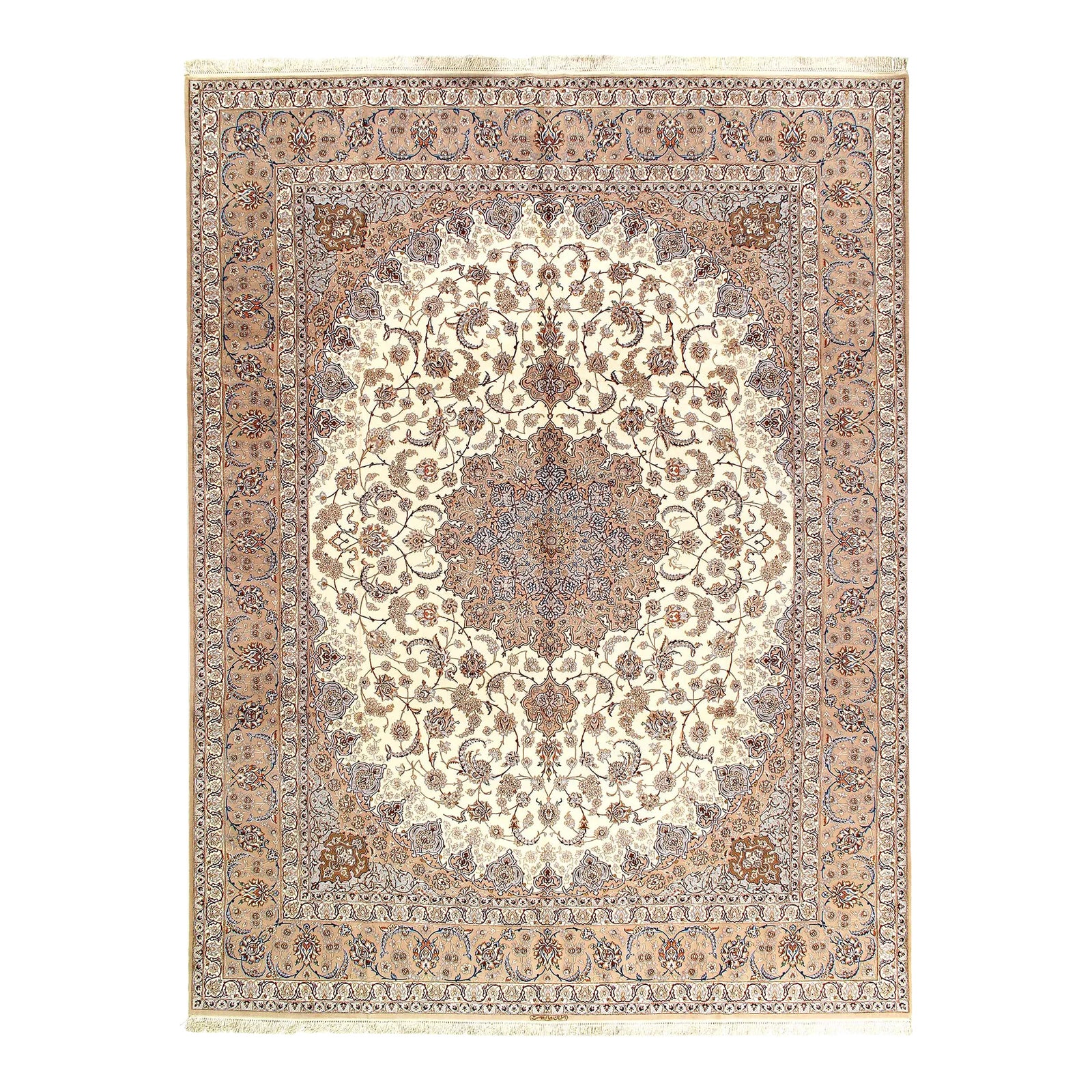 2020s Fine Hand Knotted Persian Silk & Wool Isfahan | Chairish